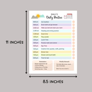 Daily Routine Chore Chart for Kids, Daily Schedule Template Editable ...