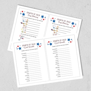 4th of July Party Games Printable, Independence Day Patriotic American ...