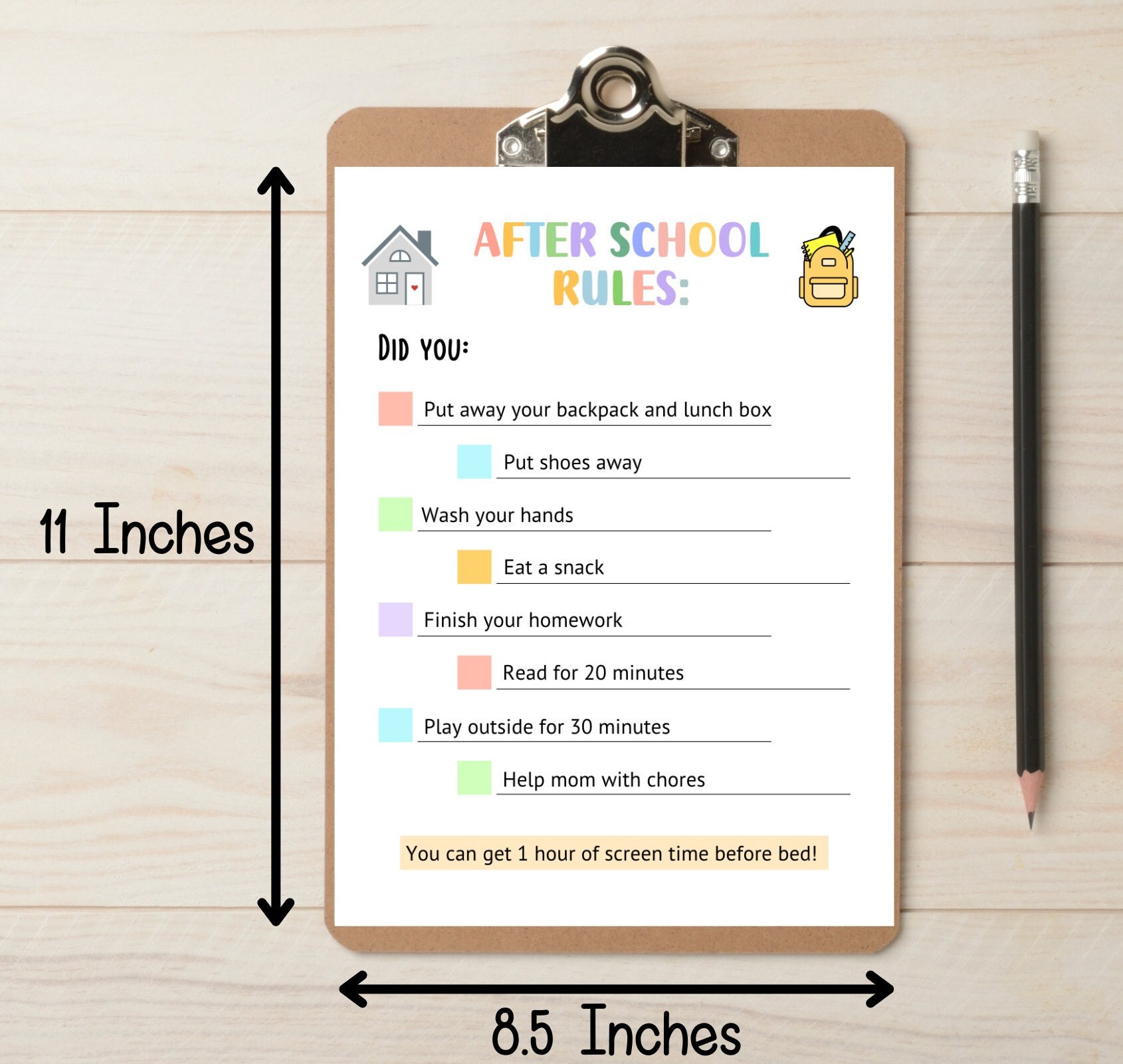Editable After School Rules Printable After School Checklist - Etsy ...
