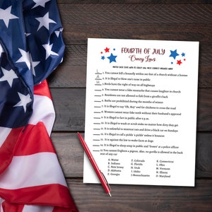 4th of July Games Printable, Independence Day Patriotic American Trivia ...