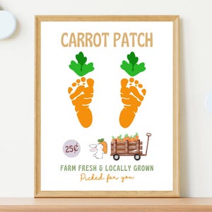 Carrot Patch Easter Footprint Craft for Kids Printable, DIY Spring Feet ...