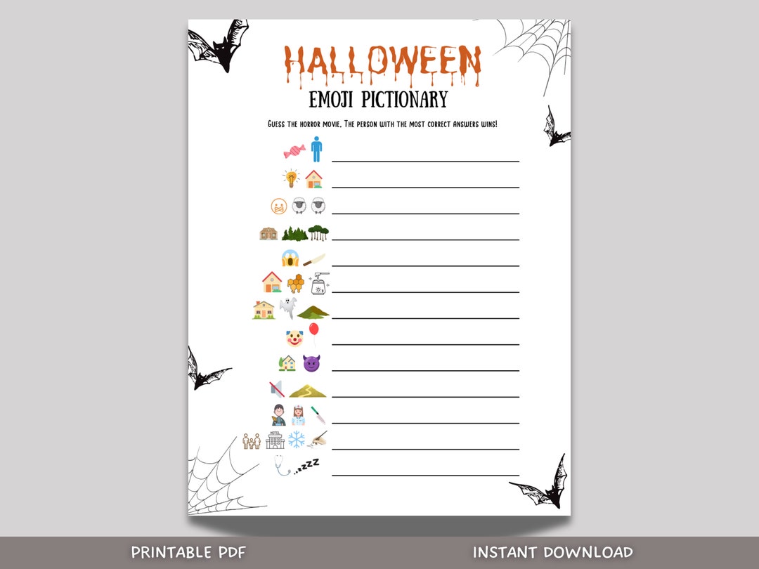 Halloween Emoji Game Printable, Emoji Pictionary Party Game for Adults ...