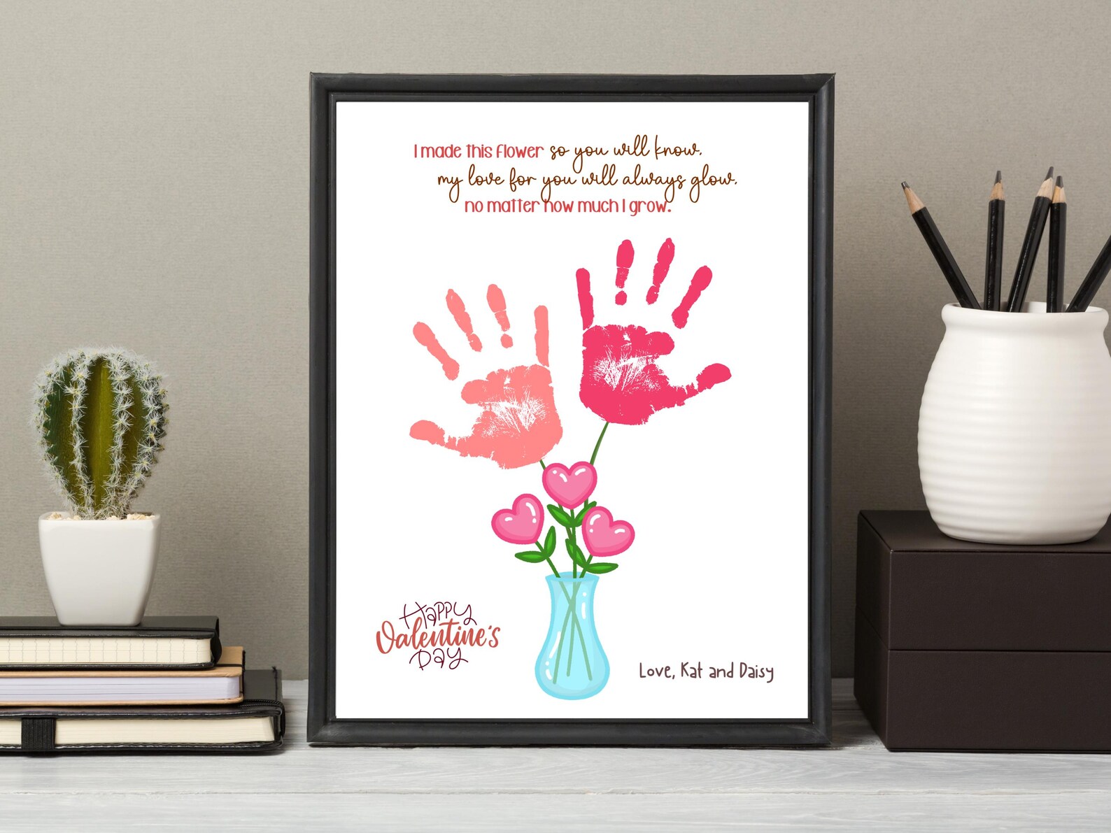 Valentines Day Handprint Craft Printable, Flower Poem Fun Art for Kids ...