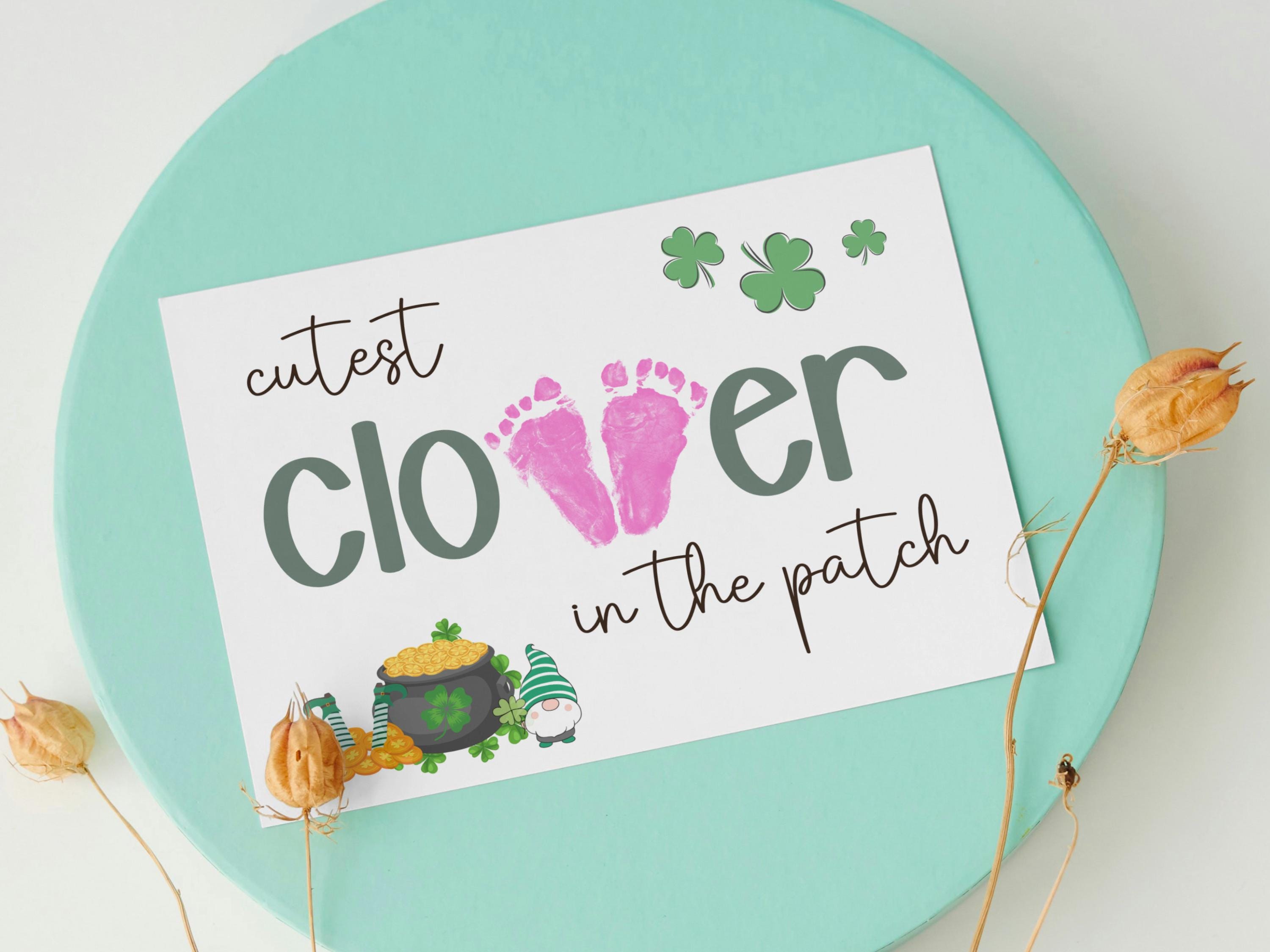 St Patricks Day Clover Footprint Craft Printable Shamrock Art Keepsake ...