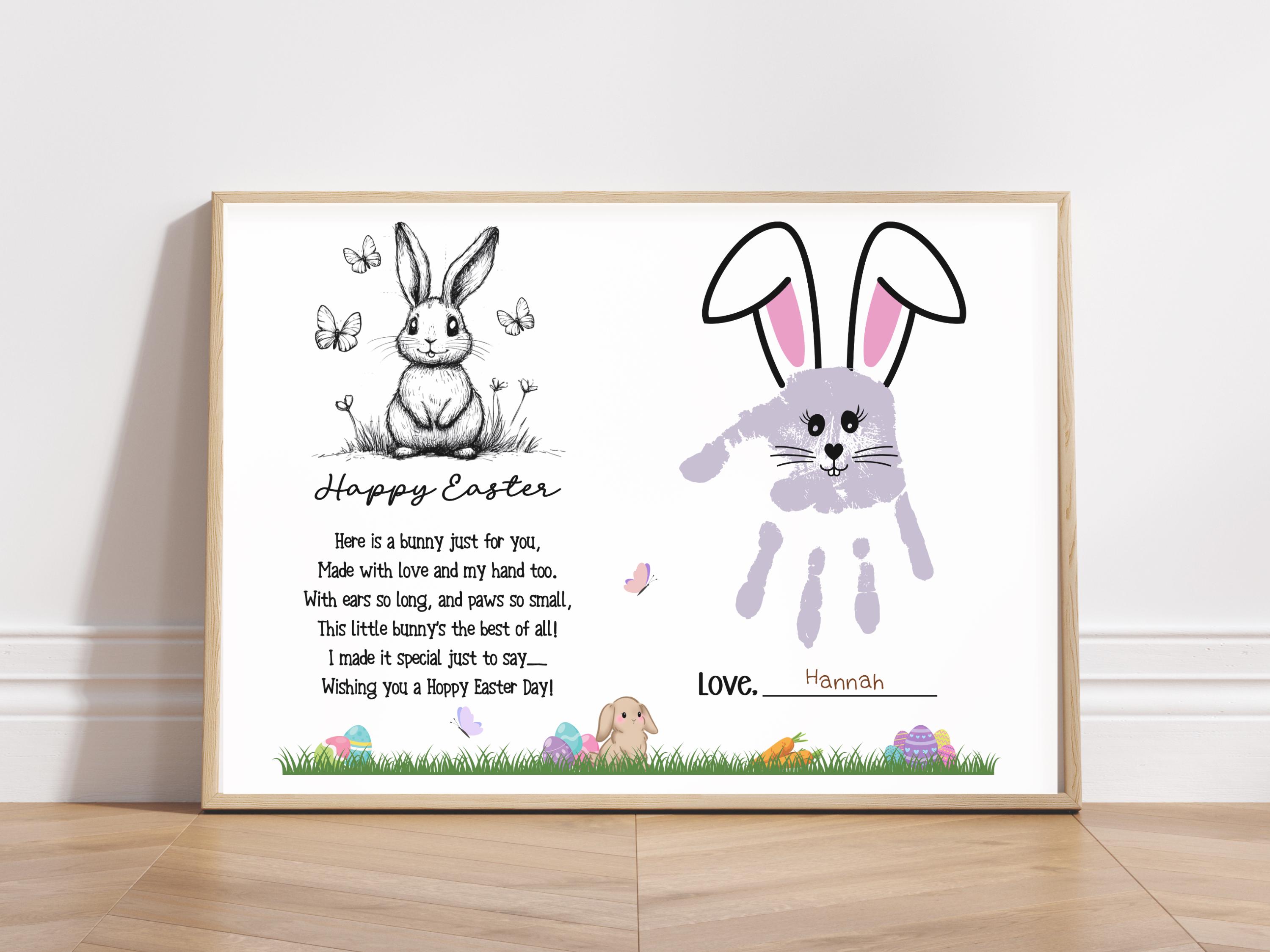 Bunny Happy Easter Poem Handprint Craft for Kids Printable, DIY Spring ...