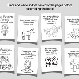 Easter Story Mini Book for Kids Printable Coloring Bible Lesson Sunday ...