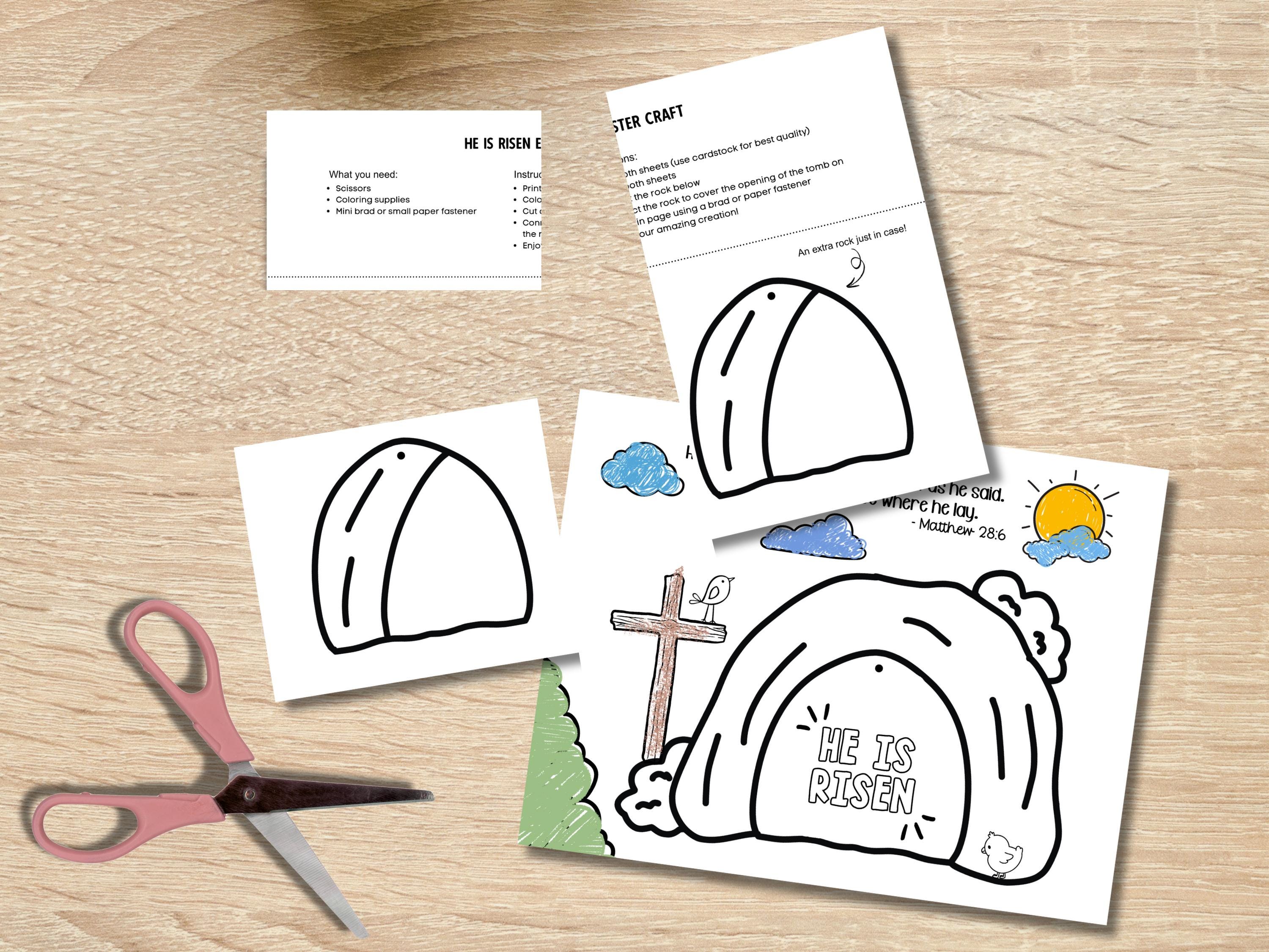 He is Risen Easter Coloring Craft Printable Christian Sunday School ...