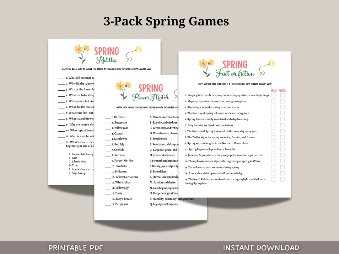 Spring Riddles Game Printable, Spring Activity Adults and Kids ...