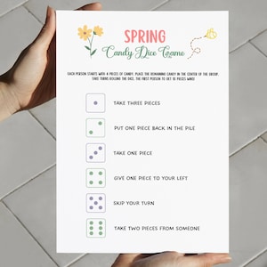 Spring Candy Dice Game Printable, Spring Activity Adults & Kids ...