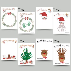 Christmas Handprint Footprint Art & Crafts Printable, DIY Holiday ...