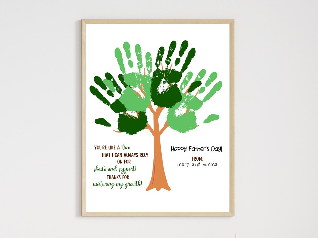 Fathers Day Handprint Craft for Kids Printable DIY Dad Card Tree Art ...