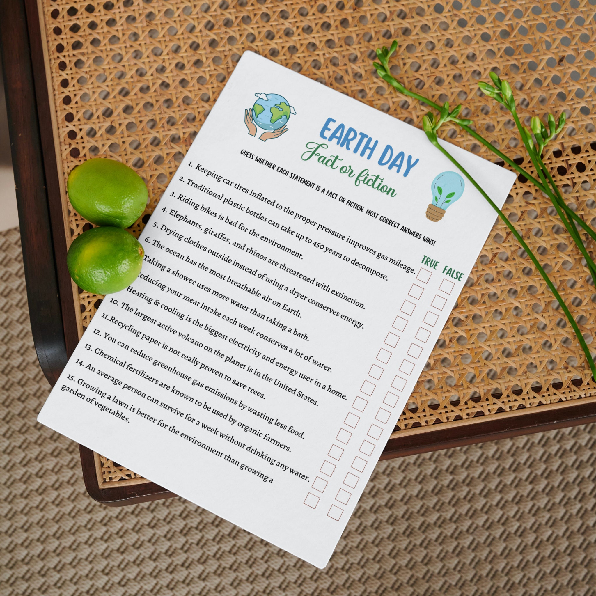 Earth Day Games Printable, Environmental Activity Trivia, Scattergories ...