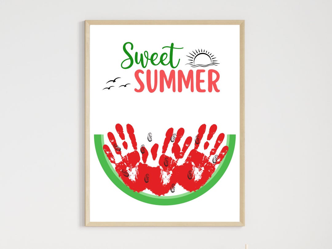 Watermelon Summer Handprint Craft Printable, DIY Art Project for Kids ...