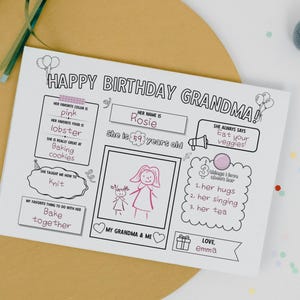 Happy Birthday Grandma Coloring Page Printable, DIY Personalized Gift ...
