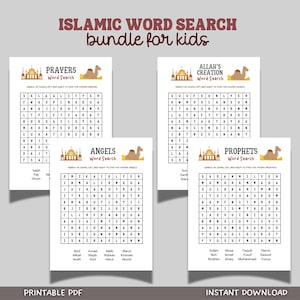 Islamic Word Search Printable Activity for Kids, Educational Games Wordsearch Sheets Angels ...