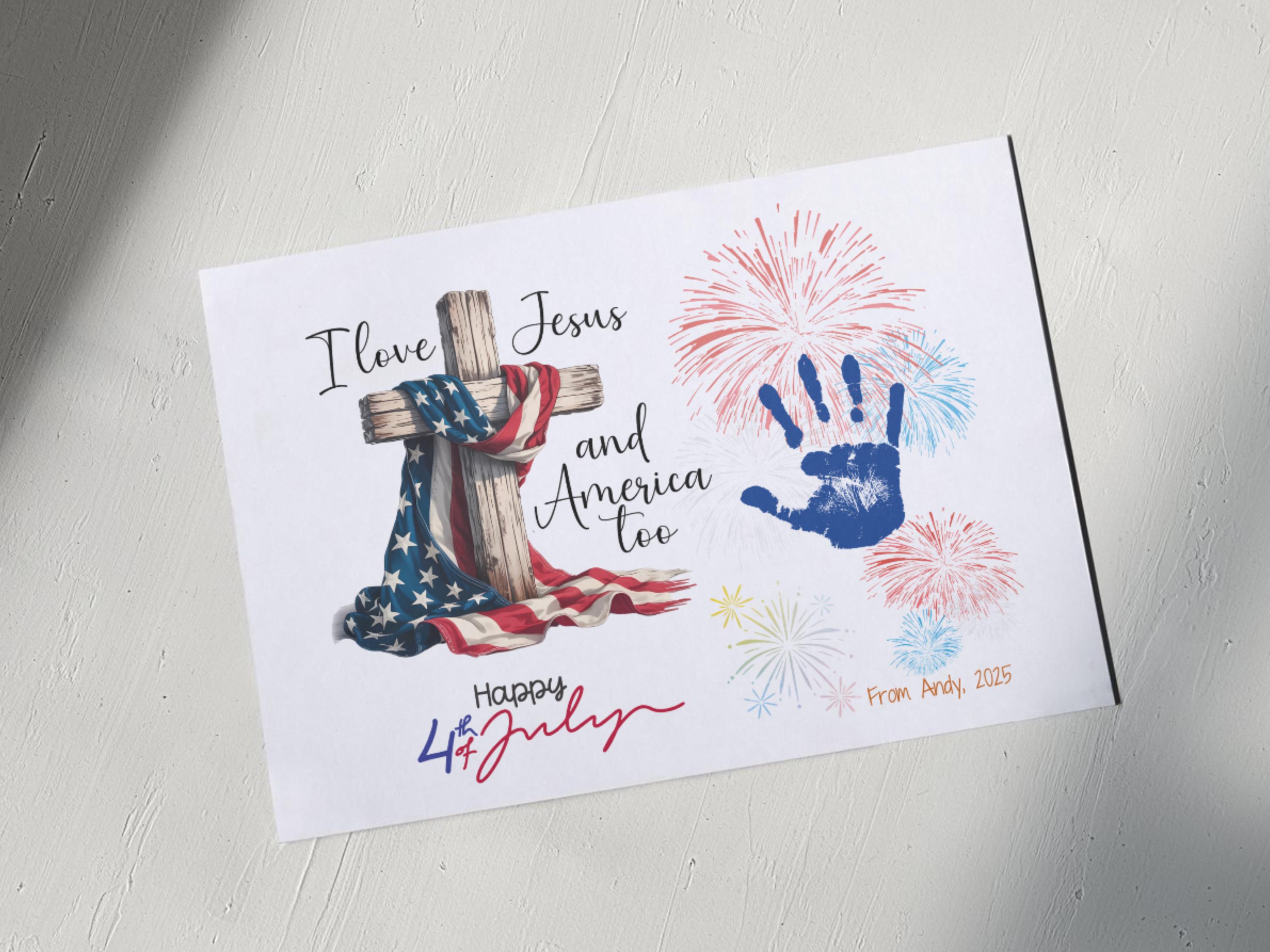 Christian 4th of July Handprint Craft Printable DIY Patriotic Art for ...