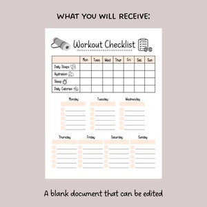 Workout Checklist Editable Daily Workout Routine Chart - Etsy
