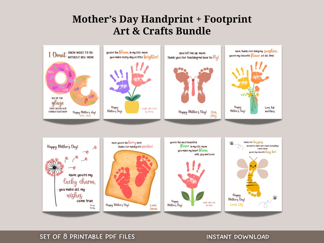Mother’s Day Handprint & Footprint Art Printable, Gift for Mom From ...