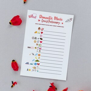 Valentine's Day Romantic Movie Emoji Pictionary Game Printable Activity ...