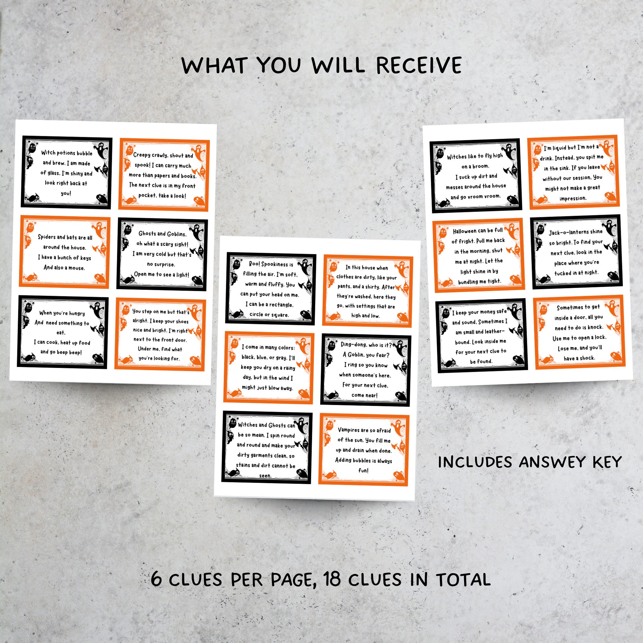 Indoor Halloween Scavenger Hunt for Kids, Halloween Treasure Hunt Clues ...
