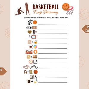 Basketball Emoji Pictionary Game Printable Basketball Party - Etsy