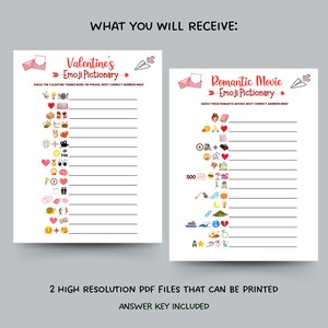 Valentine's Day Emoji Pictionary Game Bundle Printable, Fun Romantic ...