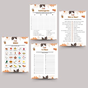 Fall Games Bundle Printable, Fun Autumn Games, Fall Activity Adults ...