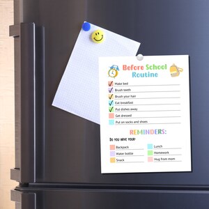 Printable Before School Checklist, Morning Reminders for Kids, Editable ...