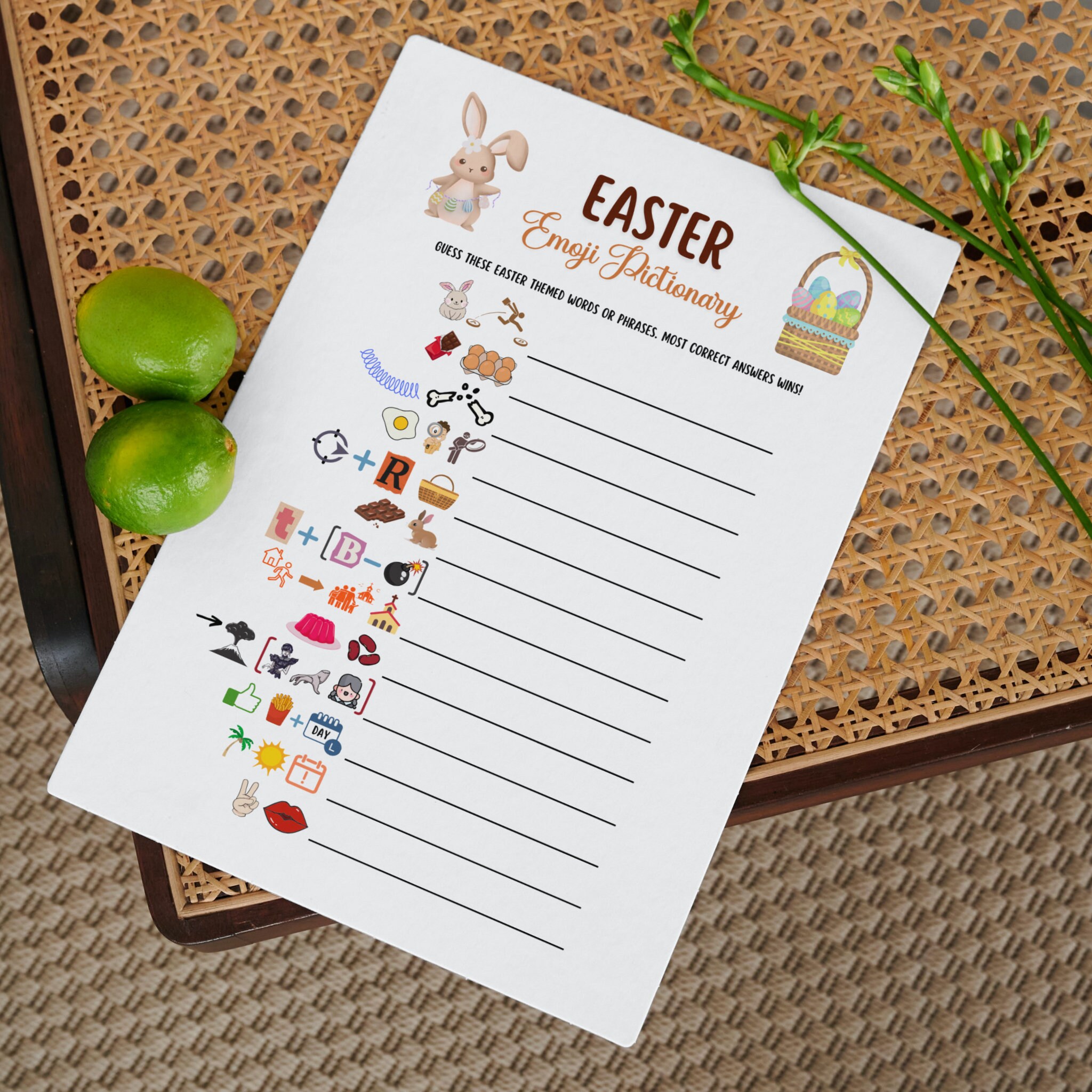 Easter Emoji Pictionary Printable, Easter Party Game for Kids, Easter ...
