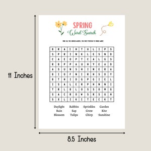 Spring Word Search Game Printable, Spring Activity Adults and Kids ...