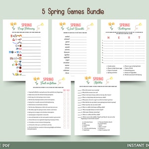 Spring Games Bundle Printable, Spring Activities Adults & Kids, Spring ...