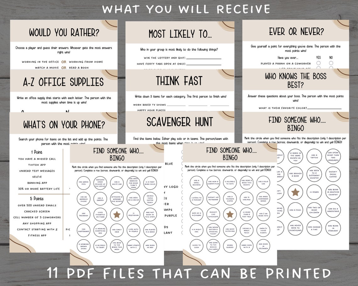 Office Party Games Printable Work Party Games Team Building - Etsy