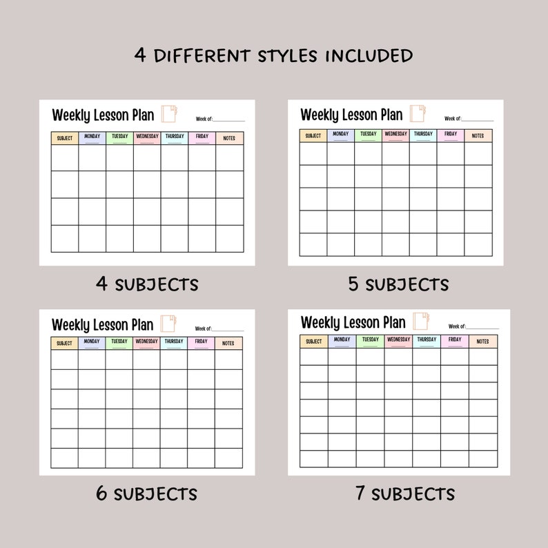 Weekly Lesson Plan Printable, Editable Weekly School Schedule, Simple Weekly Lesson Planner ...