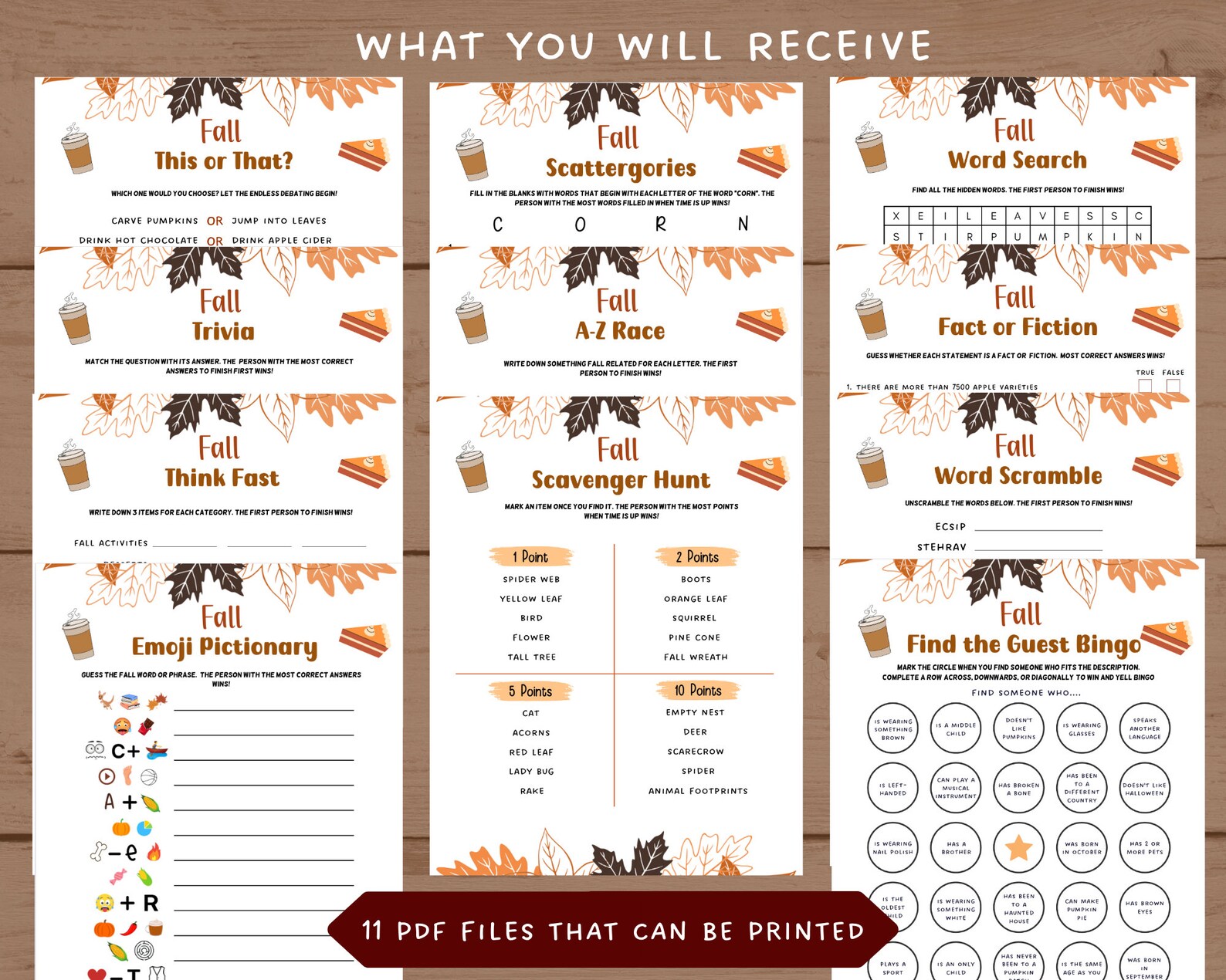 Fall Games Bundle Printable Fun Autumn Games Fall Time - Etsy