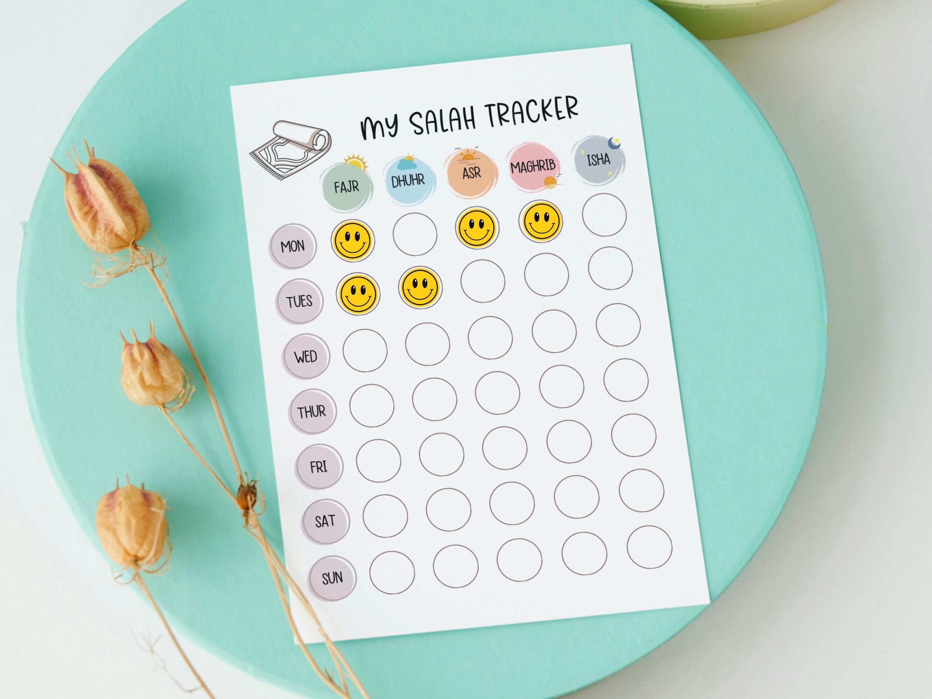 Islamic Salah Weekly Tracker Printable for Kids, Muslim Children Daily ...