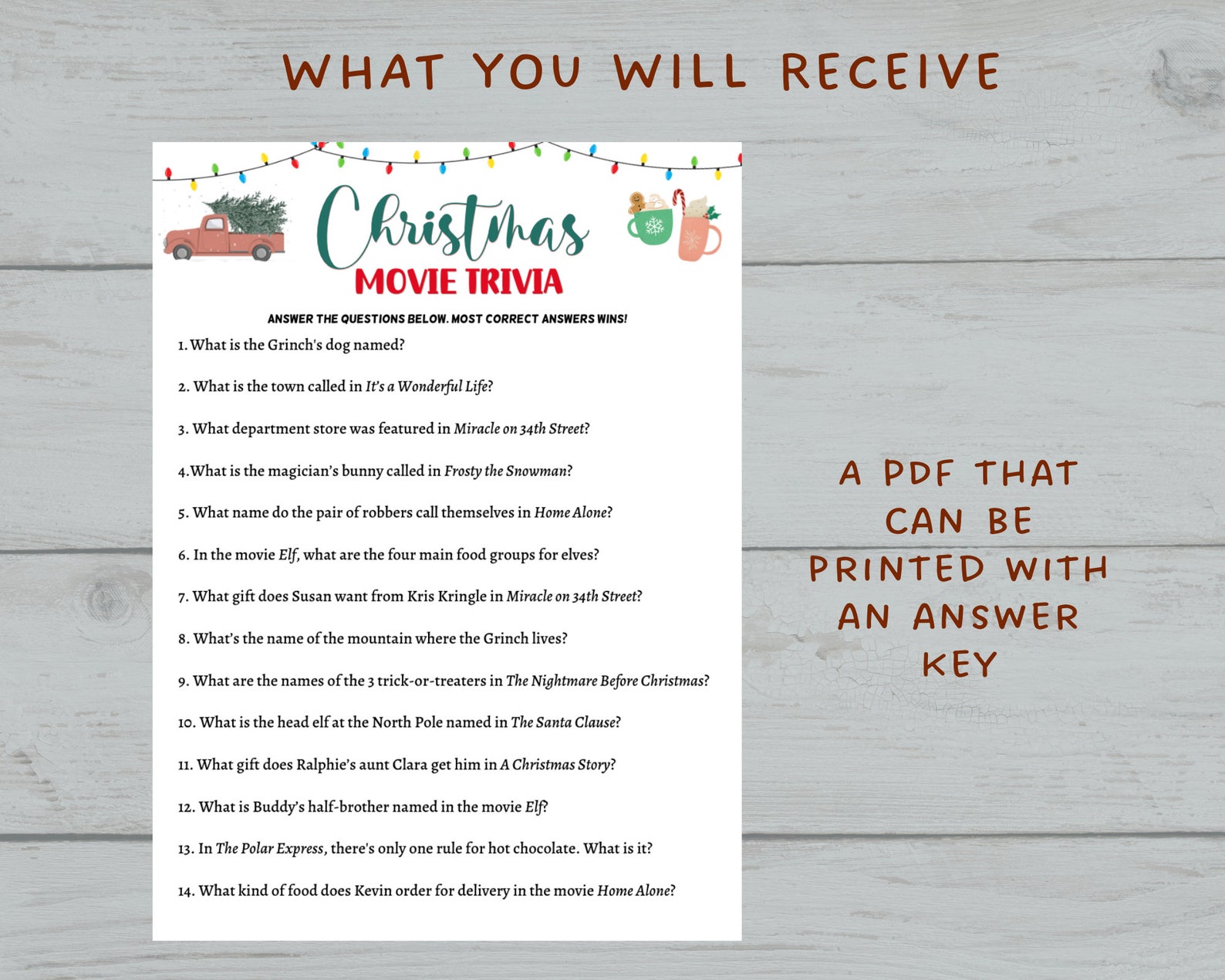 Christmas Movie Trivia Game Printable Fun Holiday Party Game - Etsy