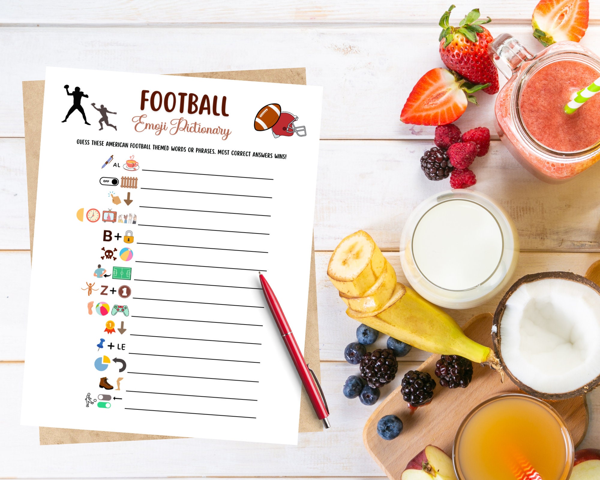Football Emoji Pictionary Game Printable Football Party Game - Etsy ...