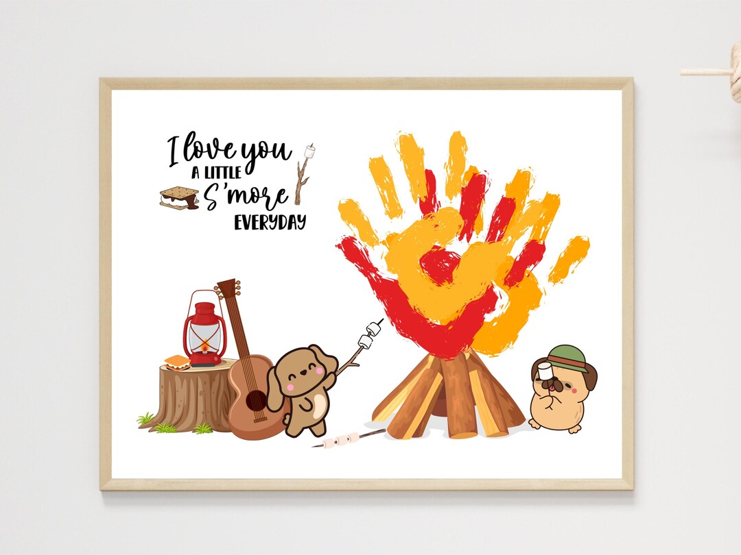 Campfire Handprint Craft Printable, DIY Fall Art Cute Sign for Kids ...