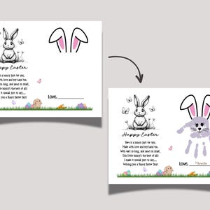 Bunny Happy Easter Poem Handprint Craft for Kids Printable, DIY Spring ...