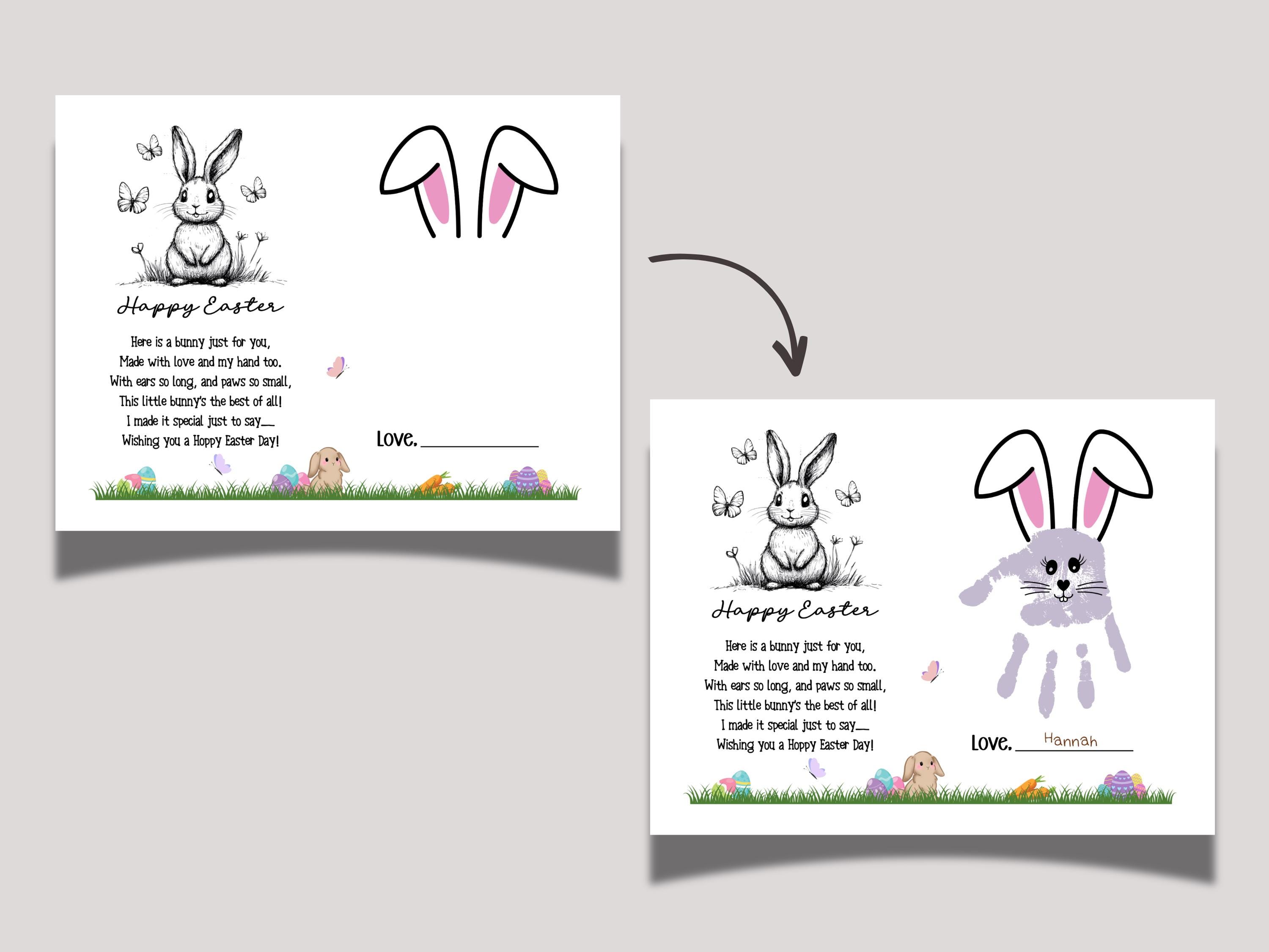 Bunny Happy Easter Poem Handprint Craft for Kids Printable, DIY Spring ...