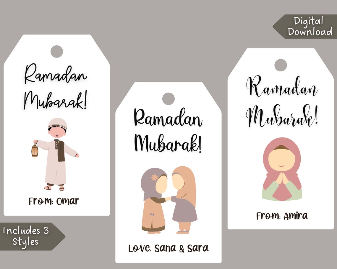 Editable Kids Ramadan Mubarak Gift Tags Printable Custom - Etsy