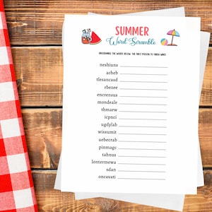 Summer Word Search Game Printable Pool Party Games Summer - Etsy