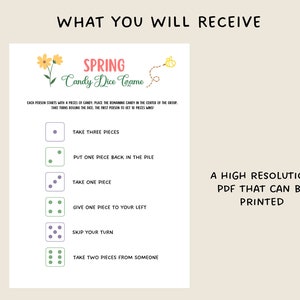 Spring Candy Dice Game Printable Spring Activity Adults & - Etsy