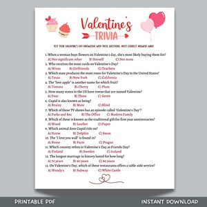 Valentine's Day Trivia Game Printable, Galentines Day Party Game ...