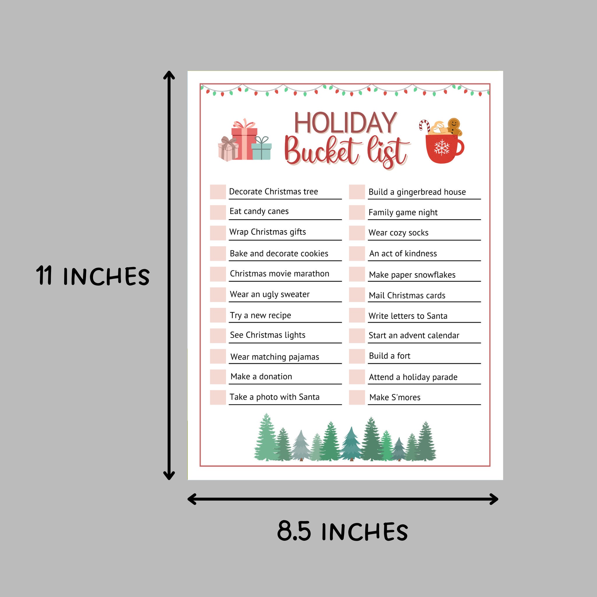 Holiday Bucket List Printable, Editable Christmas Bucket List, Winter ...