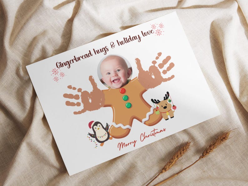Christmas Handprint Craft Printable for Kids, DIY Winter Photo Art Baby ...