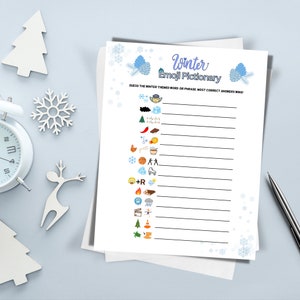 Winter Emoji Pictionary Game Printable, Holiday Party Games, Fun Winter ...