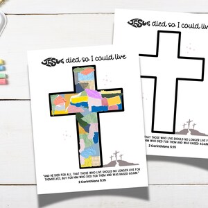 Christian Easter Torn Paper Craft Printable, Cross Scripture DIY ...