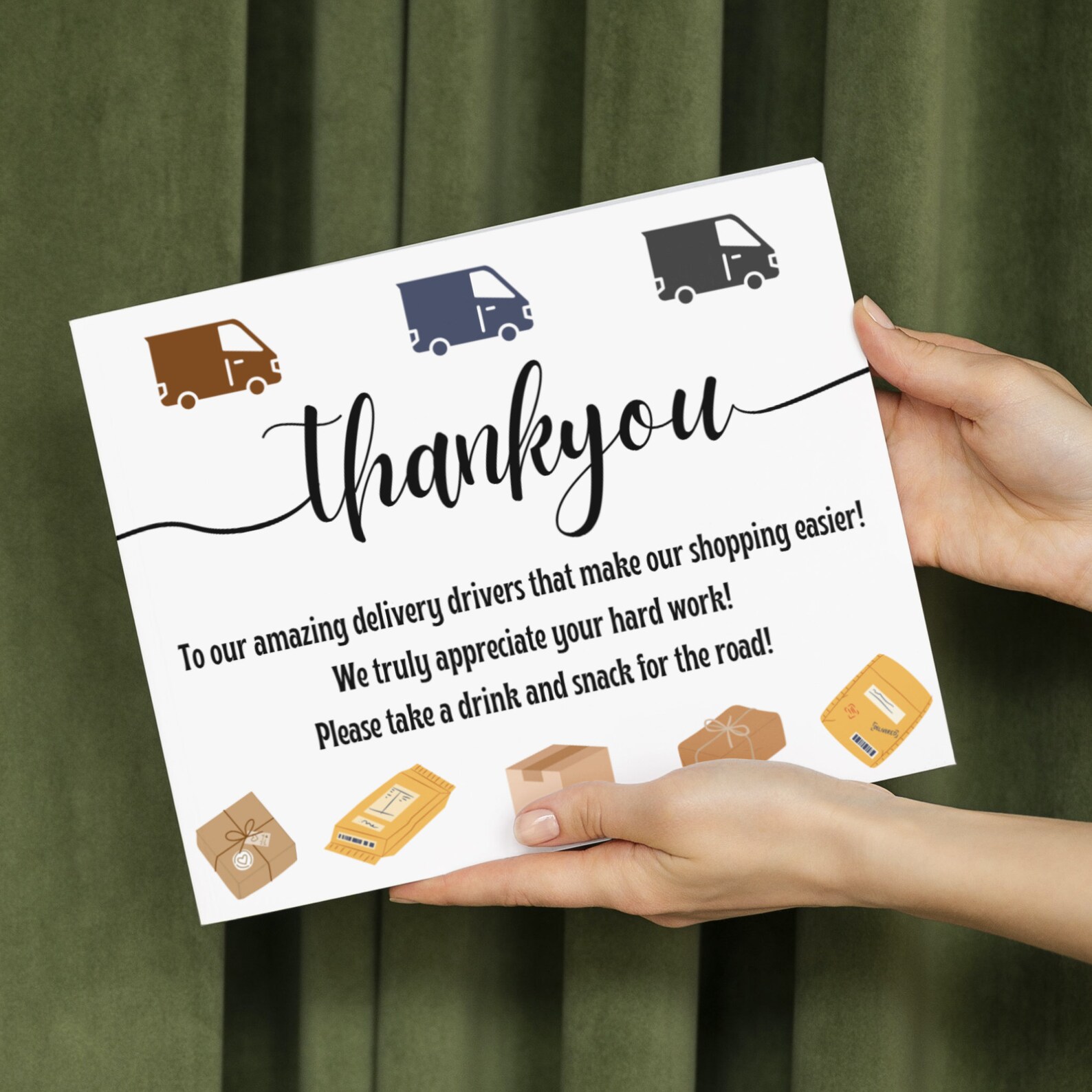 Delivery Driver Thank You Treat Basket Sign, Mail Carrier Snack & Drink ...