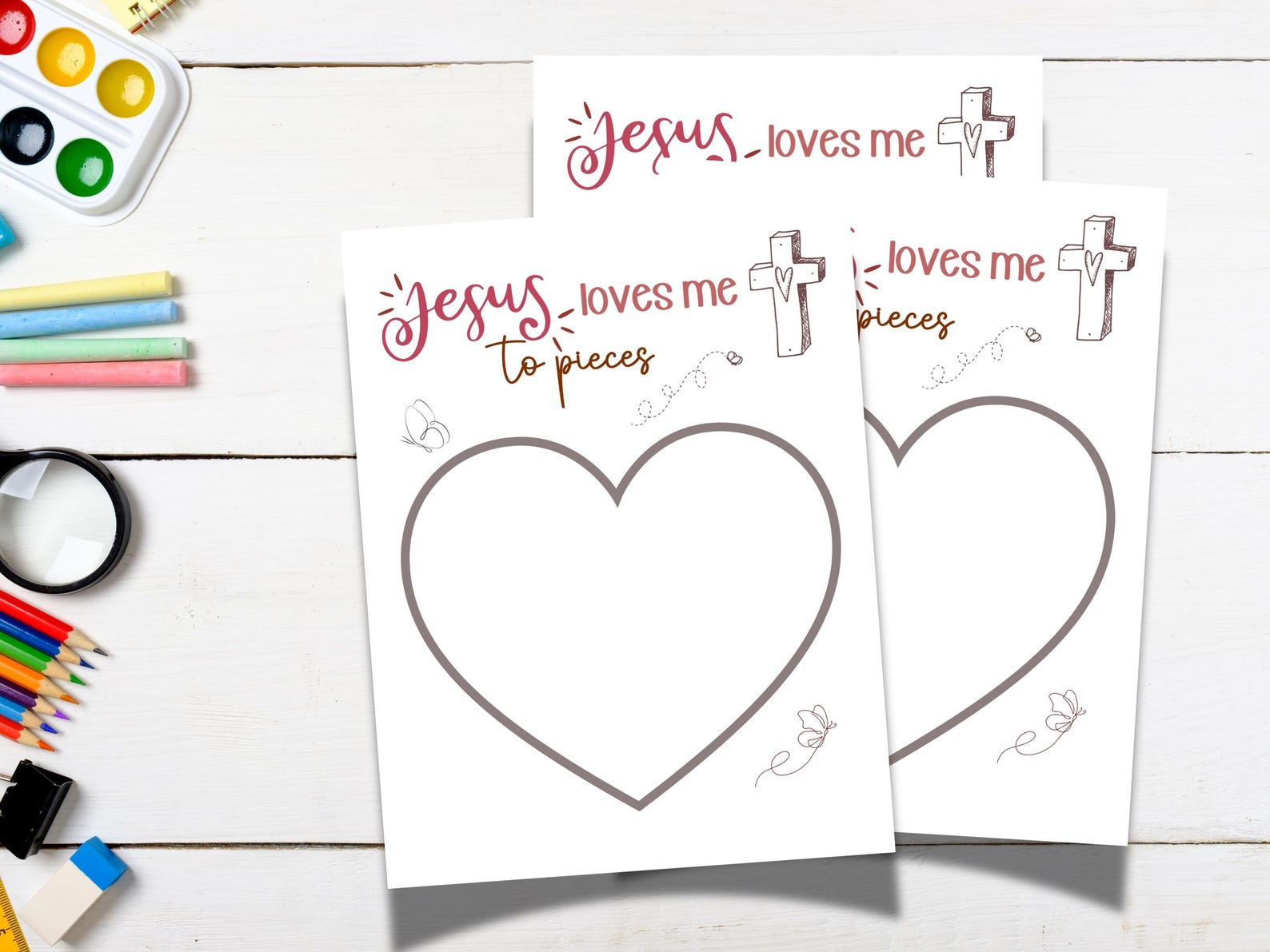 Jesus Loves Me to Pieces Christian Craft Printable, Valentine’s Day Art ...